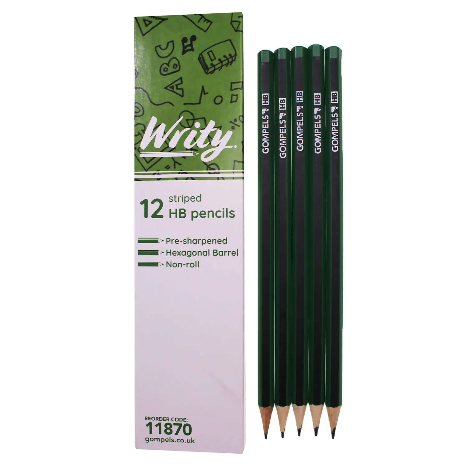 Writy HB Striped Pencils 12 Pack - Gompels | Care & Education Supplies
