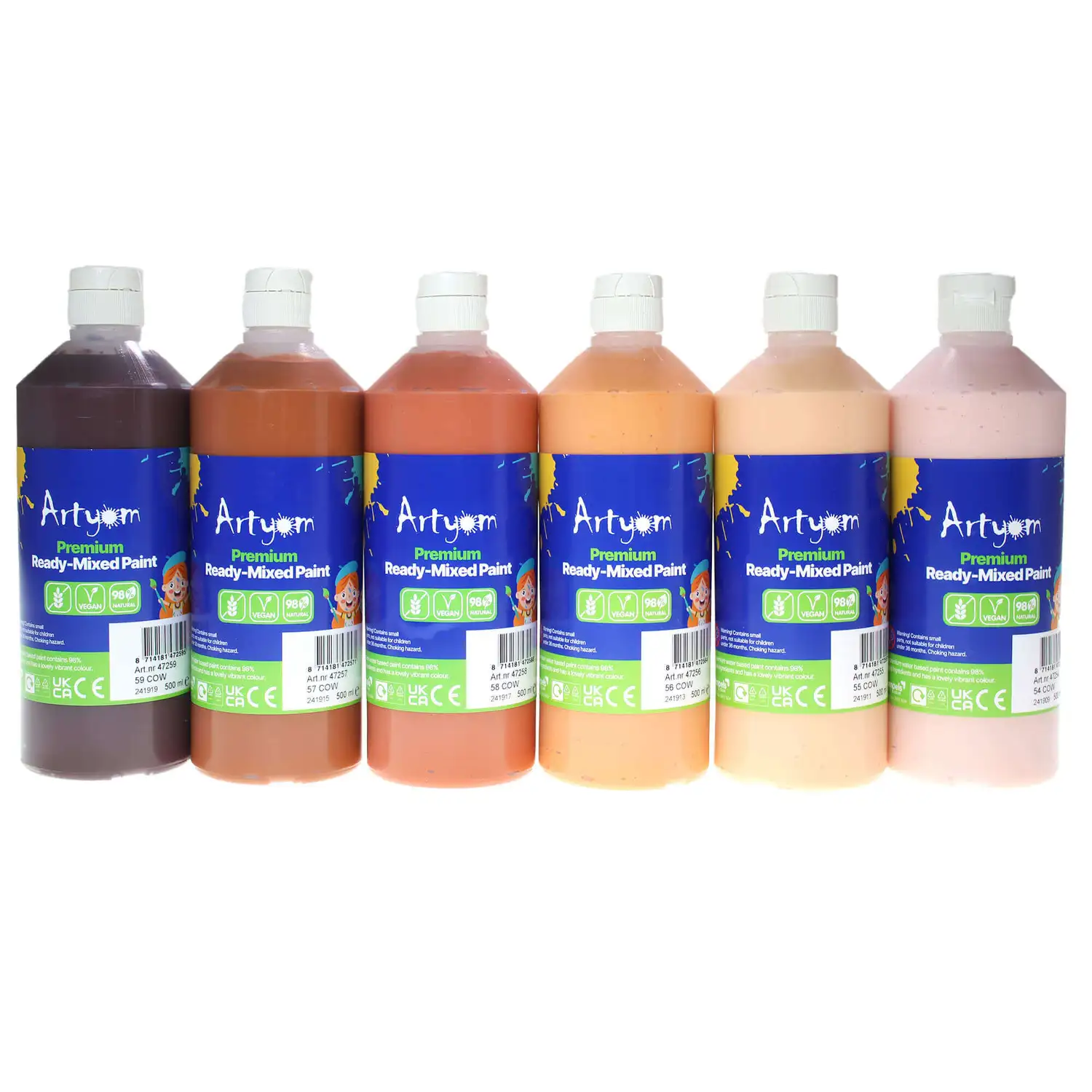 Artyom Premium Ready Mixed Paint Skin Tones Assorted 500ml 6 Pack ...