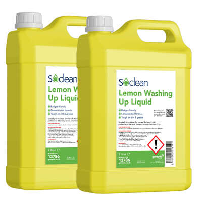 Soclean Washing Up Liquid Lemon 5 Litre 2 Pack - Gompels HealthCare