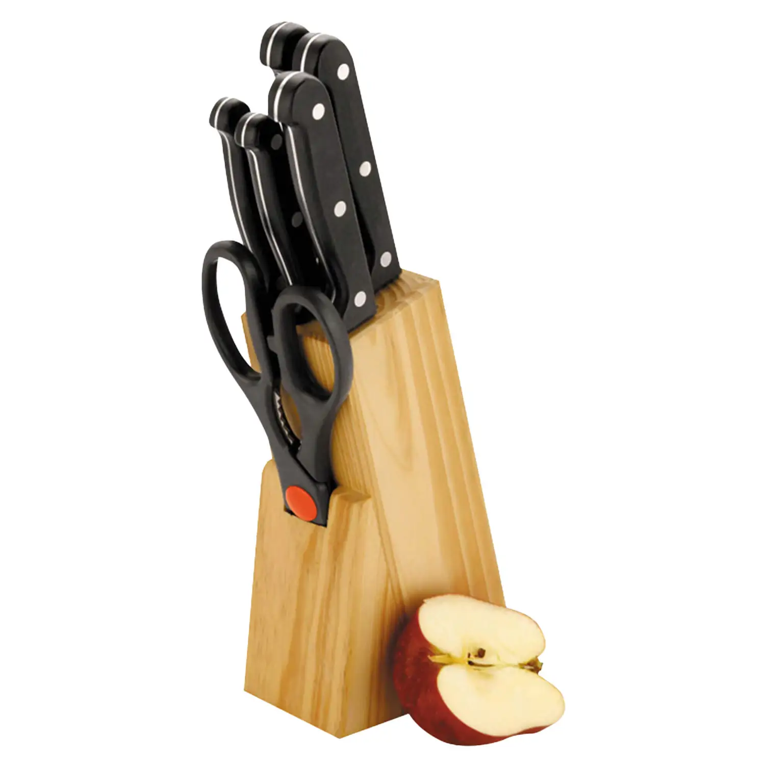 Wooden 5 Knife Block With Scissors - Gompels | Care & Education Supplies