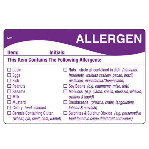 Removable Allergen Food Prep Label 51 x 76mm 500 - Gompels HealthCare
