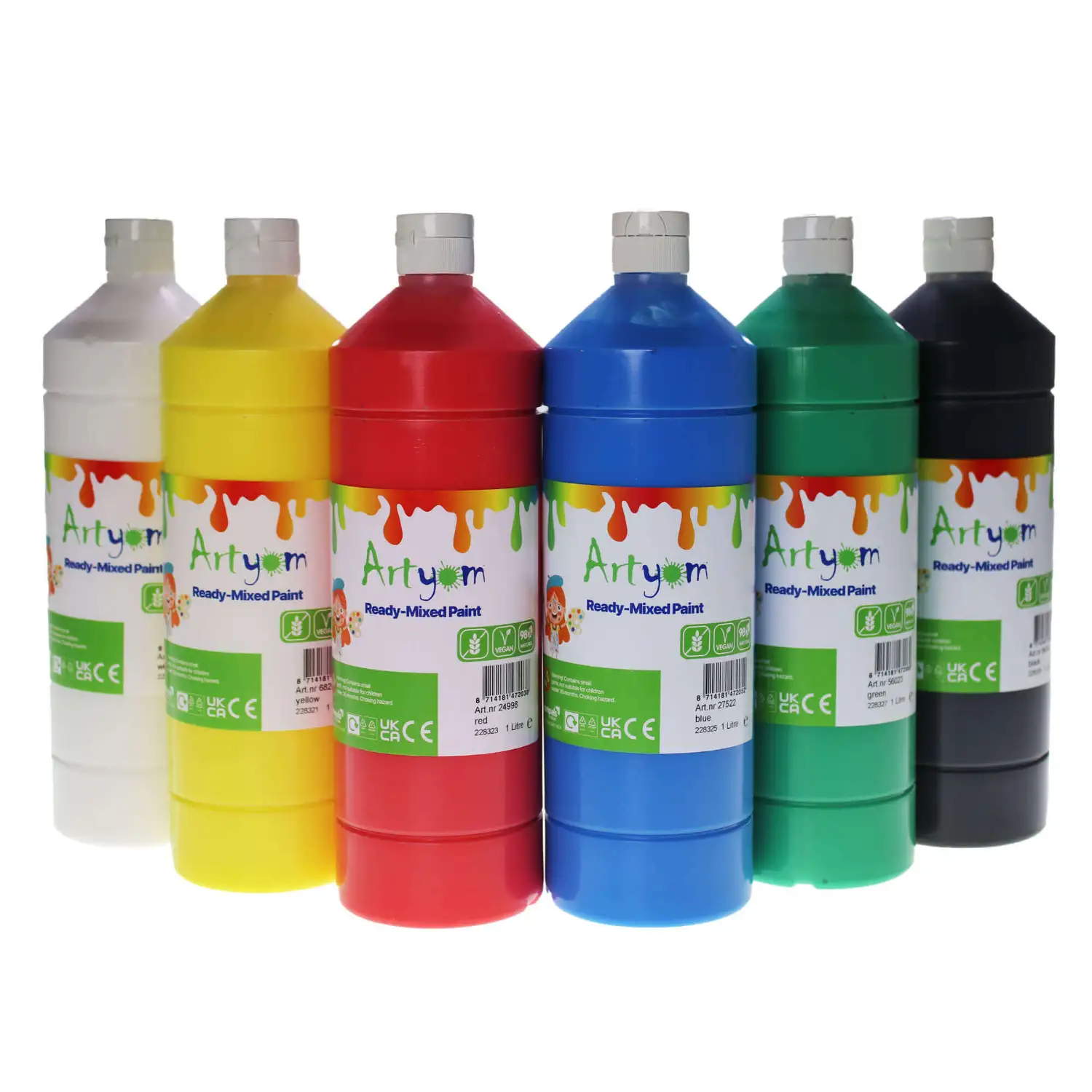 Artyom Assorted Ready Mixed Poster Paint 1 Litre 6 Pack - Gompels ...