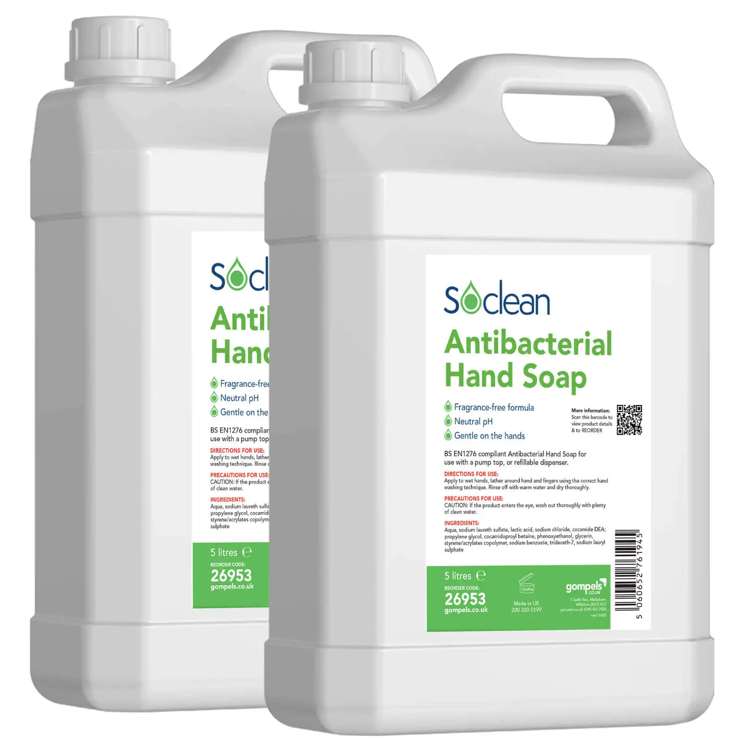 Soclean Antibacterial Hand Soap 5 Litre 2 Pack - Gompels | Care ...