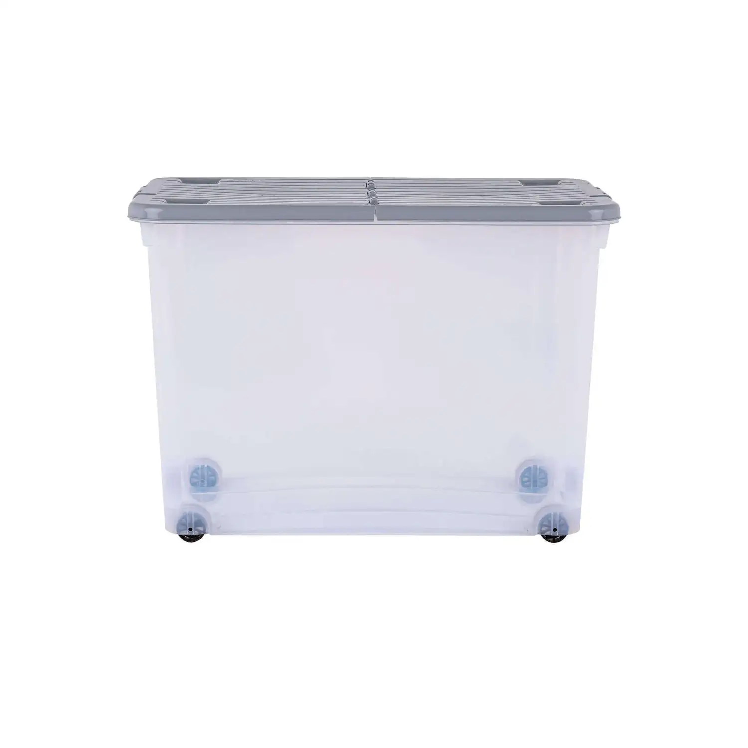 Wham Storage Box With Wheels and Folding Lid 80l Clear/Grey 3 Pack ...