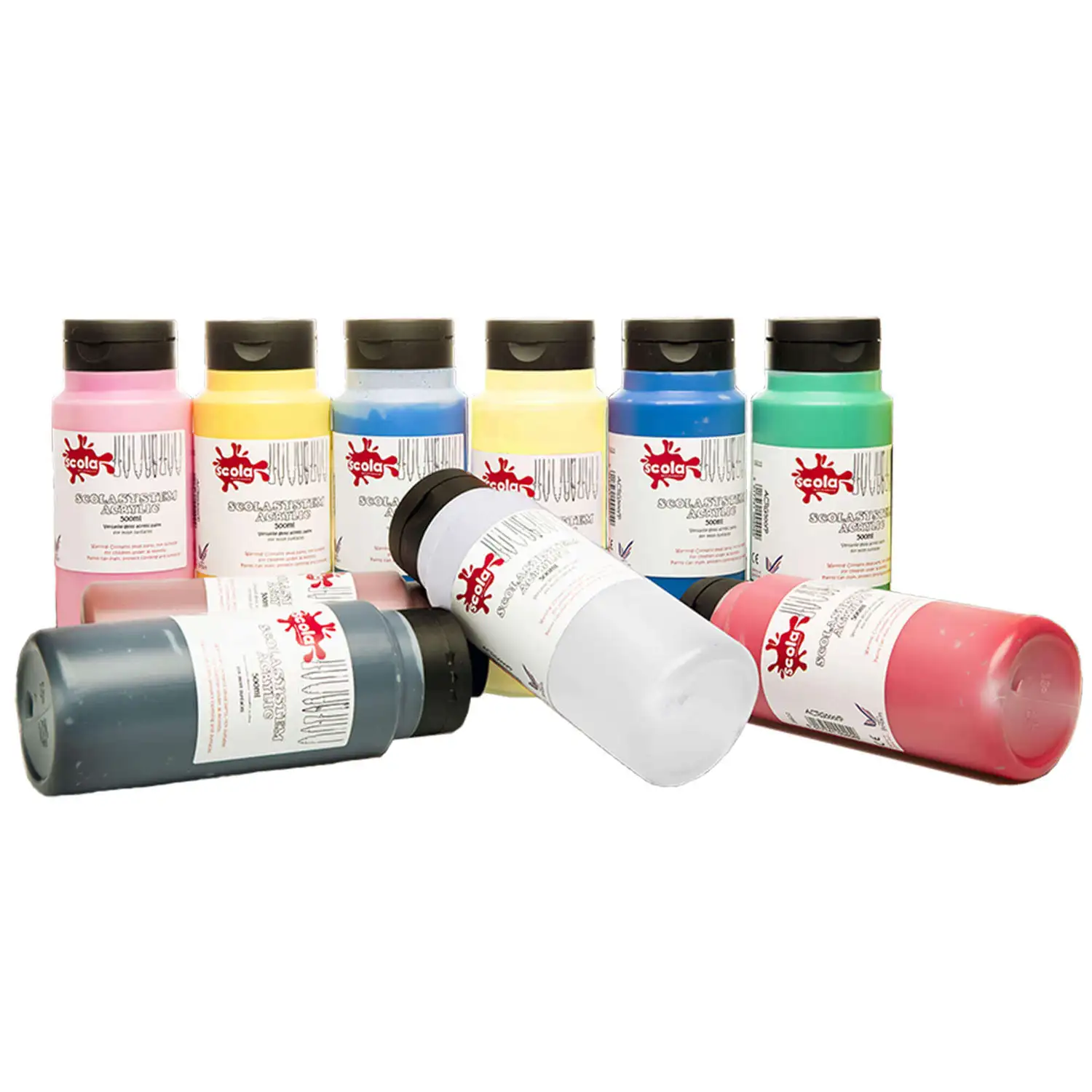 Acrylic Paint Assorted 500ml 10 Pack - Gompels | Care & Education Supplies