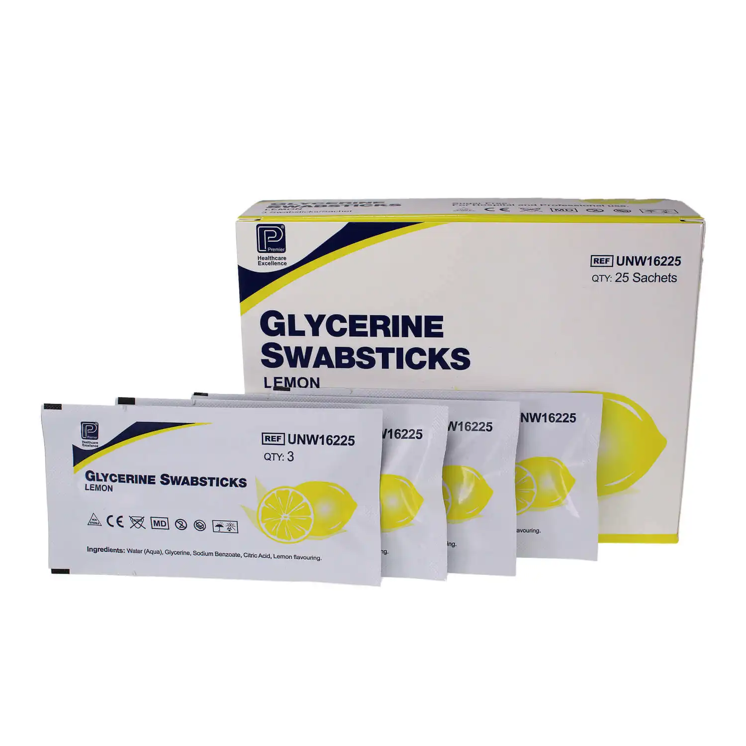 Lemon Glycerine Swabsticks 3 x 25 Pack - Gompels | Care & Education ...