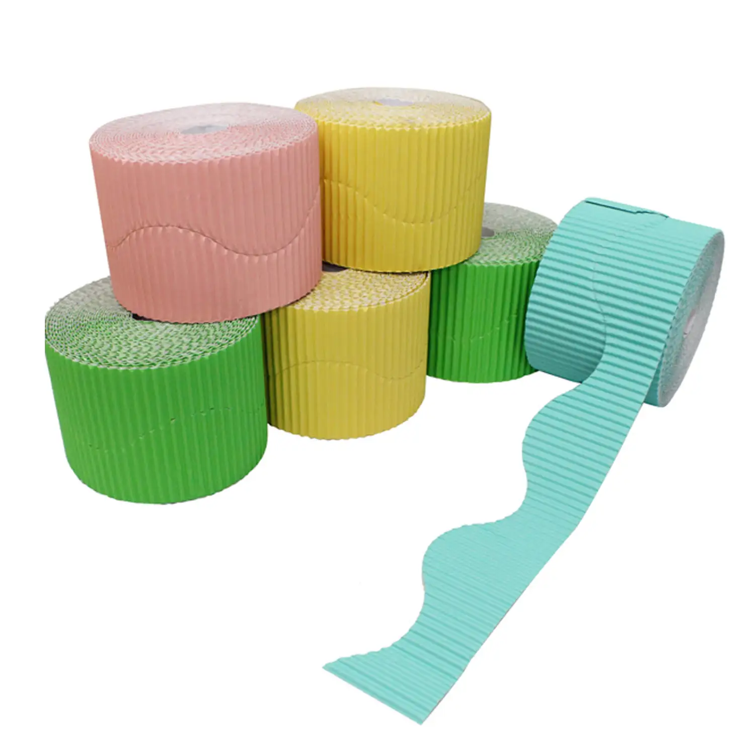 Border Rolls Wavy Assorted Pastel 5.7cm x 7.5m 6 Pack - Gompels | Care ...