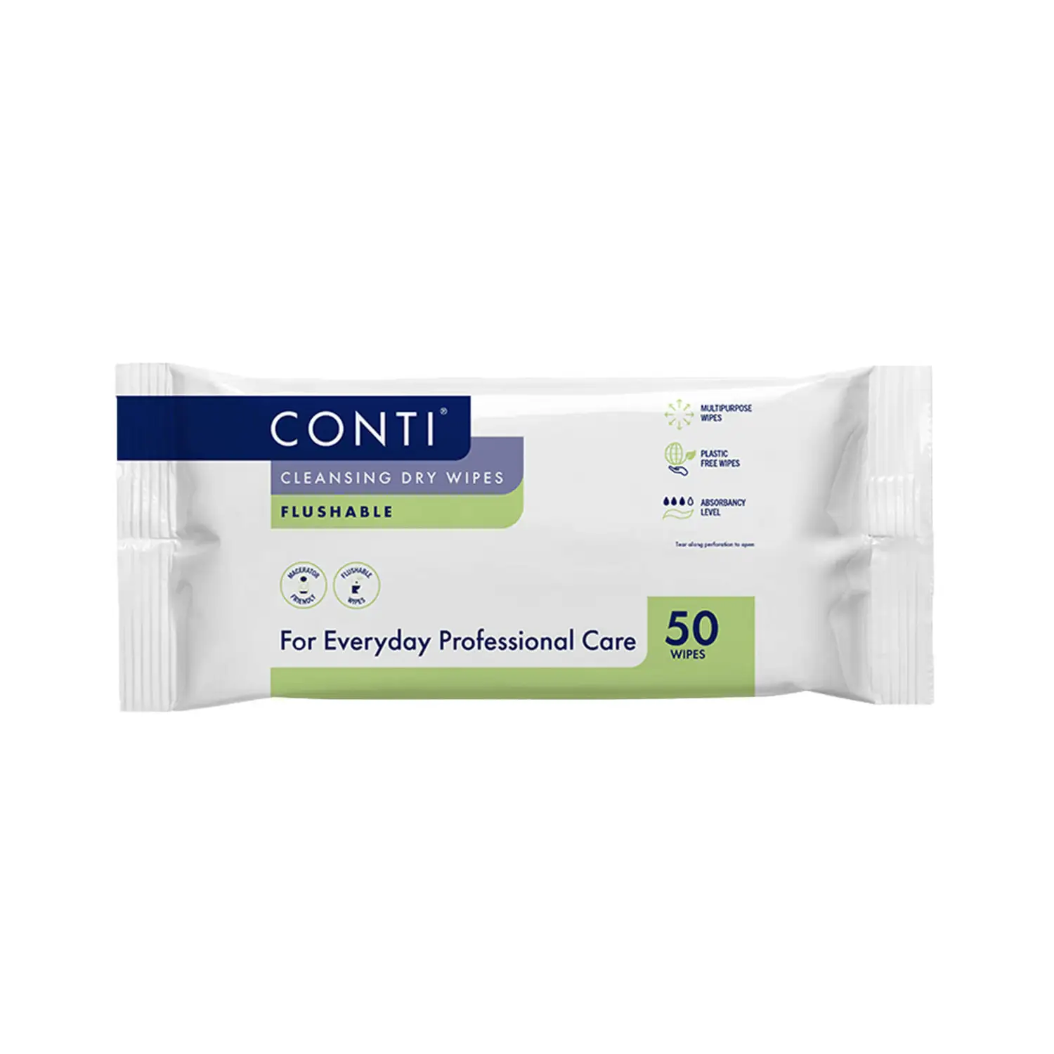 Conti Cleansing Dry Wipe Flushable 50 Pack - Gompels | Care & Education ...