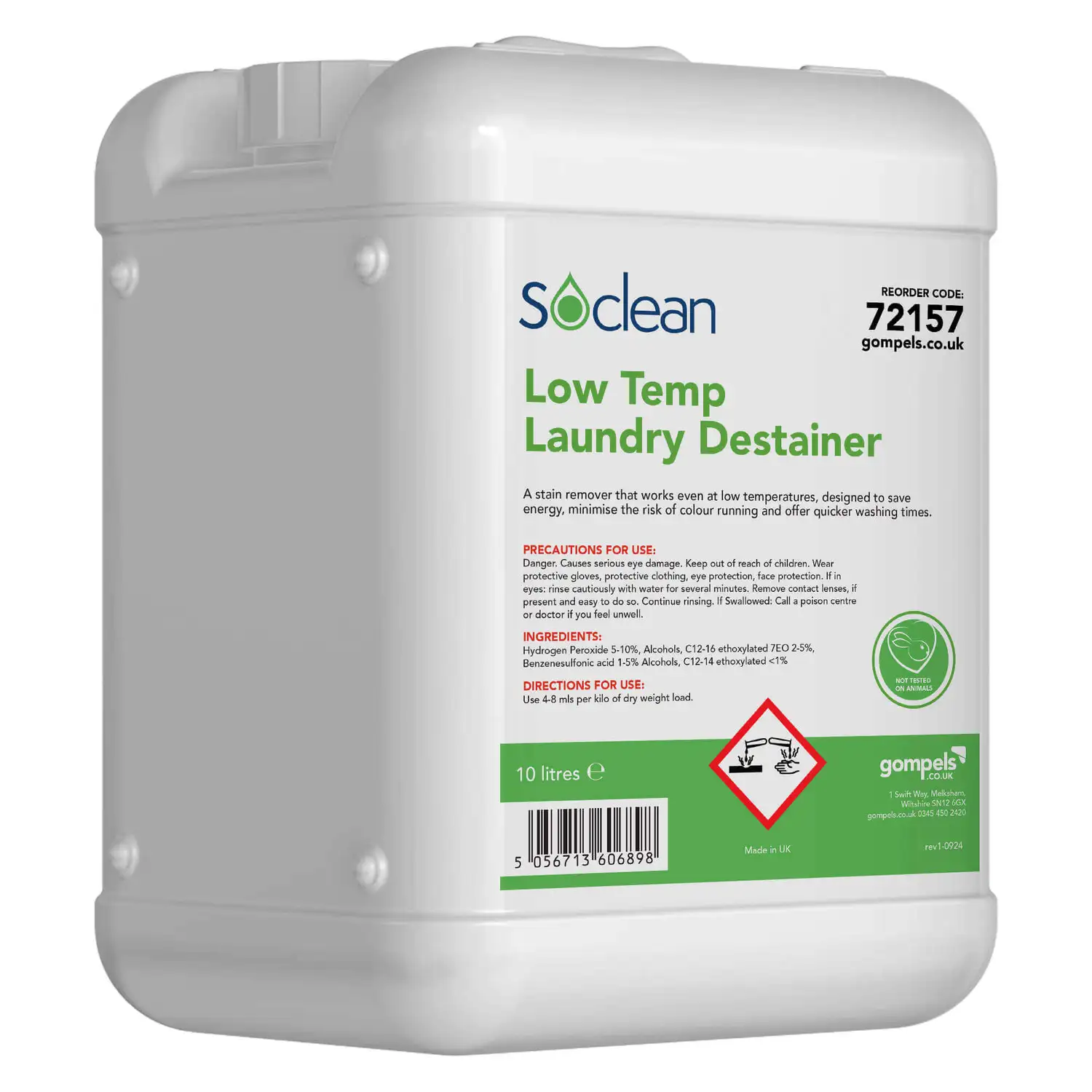 Soclean Low Temp Laundry Destainer 10l - Gompels | Care & Education ...