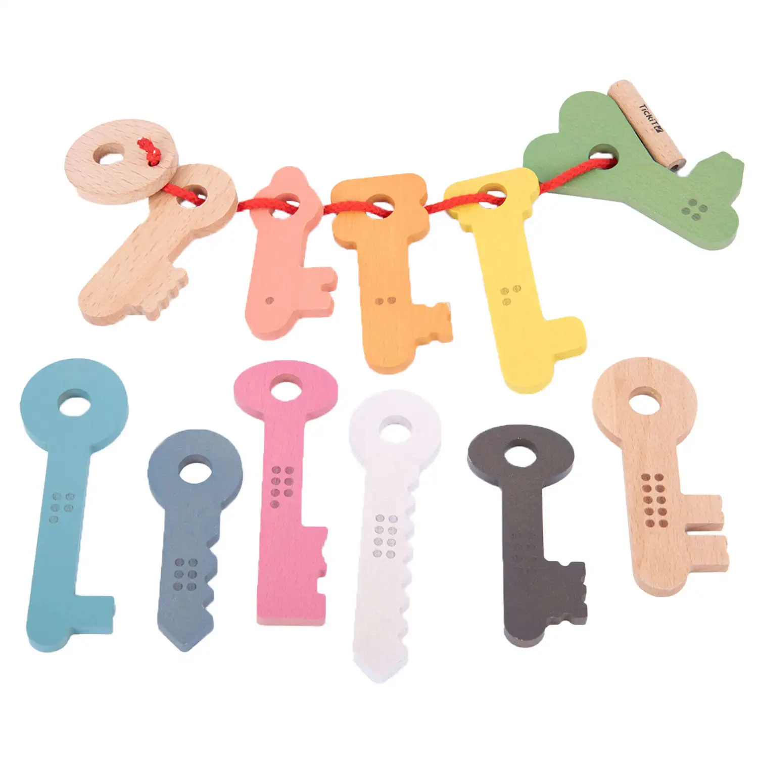 Rainbow Wooden Keys 11 Pack - Gompels | Care & Education Supplies