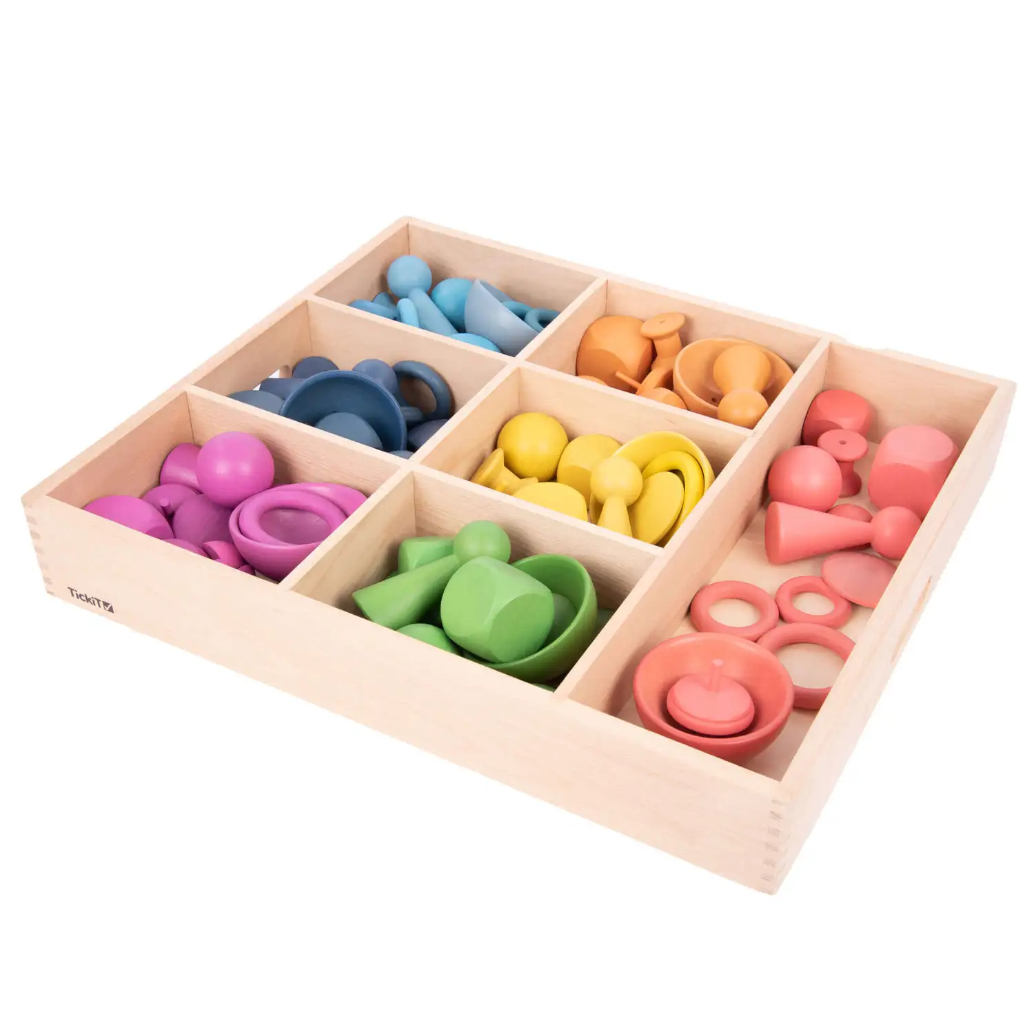 Rainbow Wooden Super Set With 7 Part Sorting Tray - Gompels | Care ...