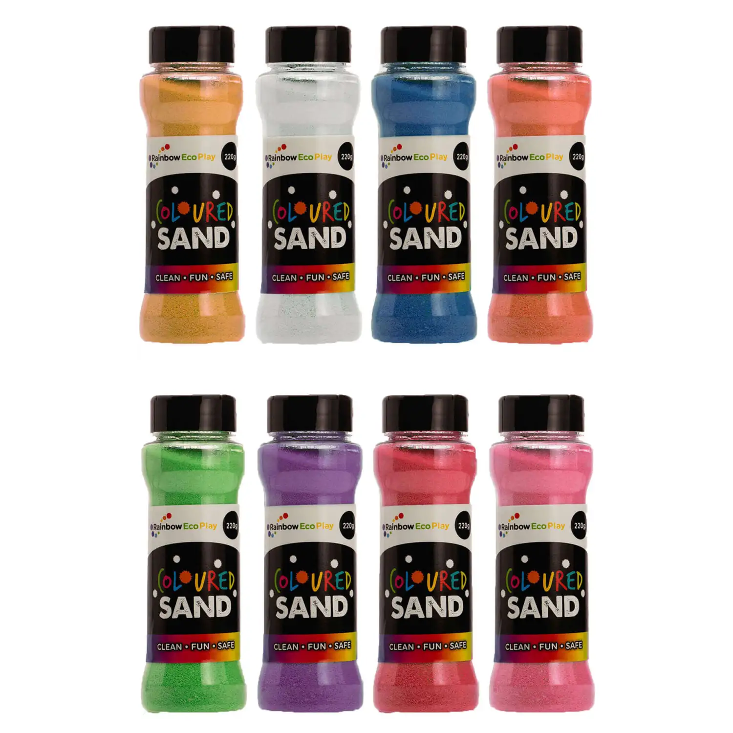 Rainbow Coloured Sand Shakers Assorted 8 Pack - Gompels | Care ...