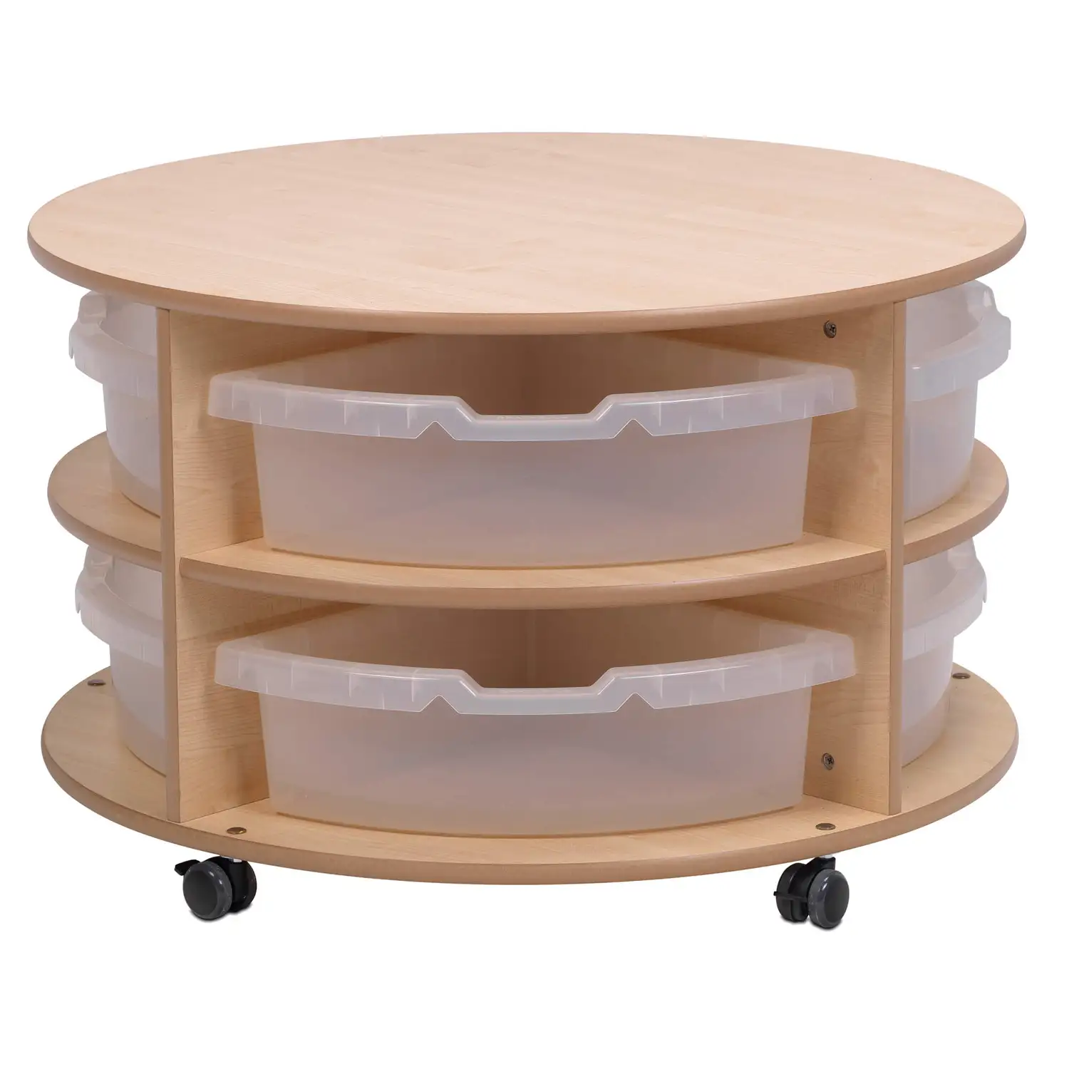 Low Level Circular Storage Unit With 8 Clear Tubs - Gompels | Care ...