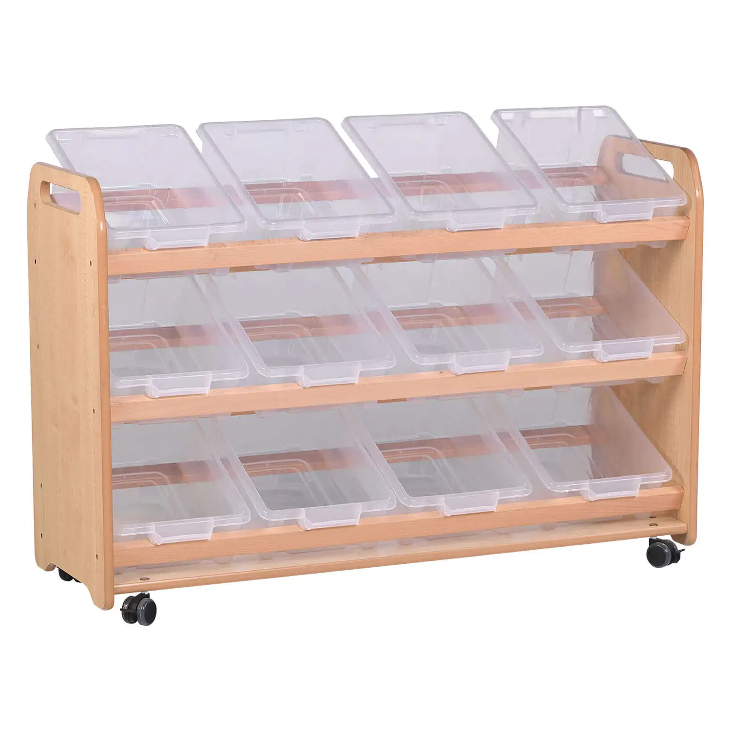 Tilt Tote Storage With Clear Tubs - Gompels | Care & Education Supplies
