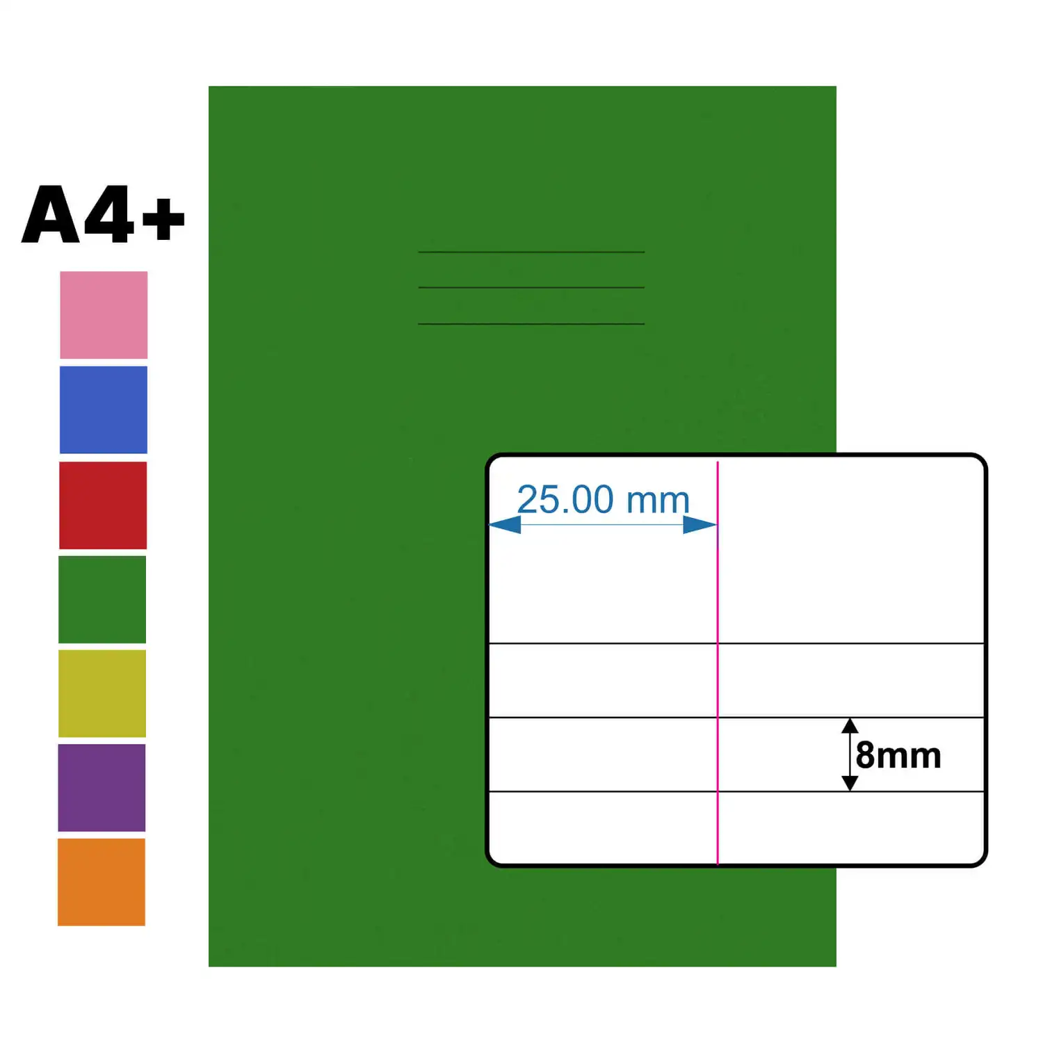 Writy A4+ Exercise Book 8mm Ruled With Margin 80 Page 50 Pack - Gompels ...